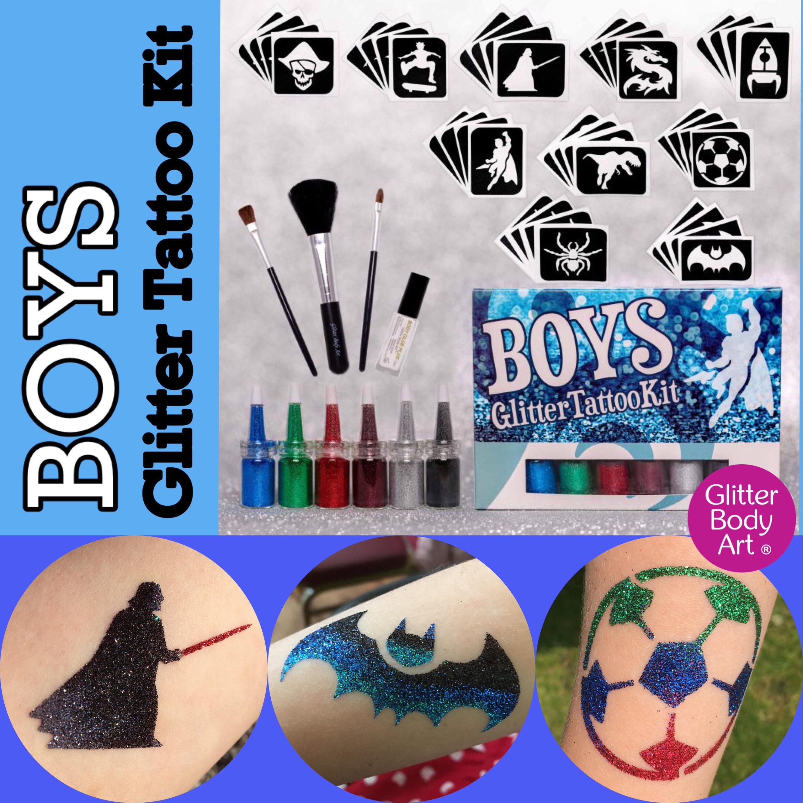 Boys Glitter Tattoo Kit - Funky and Fun Tattoos - Temporary Tattoo Store