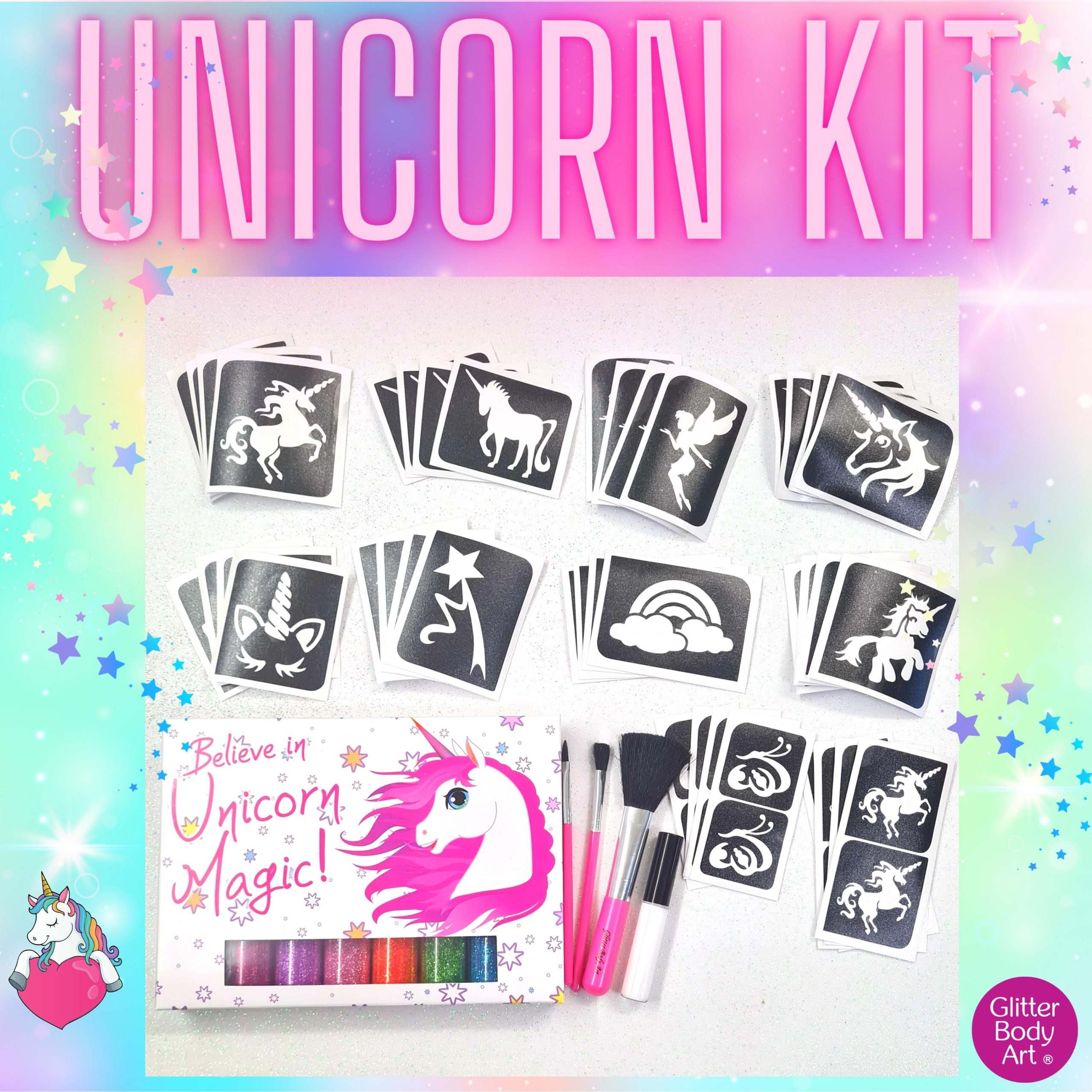 Unicorn Glitter Tattoo Kit - Fun and Sparkly - Temporary Tattoo Store